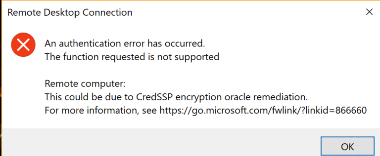 Erreur CredSSP - Remote Desktop Connection - syrig.fr